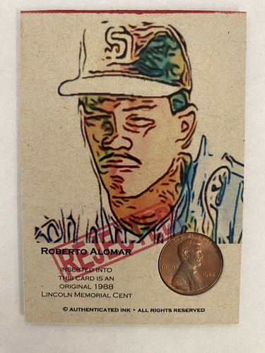 Roberto Alomar Authenticated Ink Rejected 1988 Penny Card | eBay