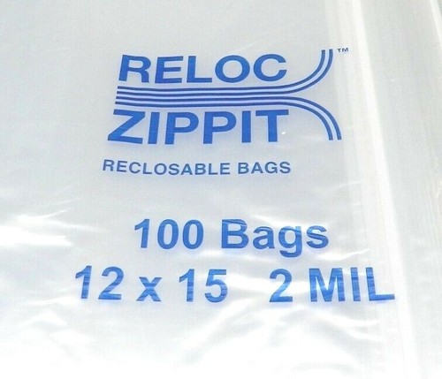 500 Reloc Zippit 2mil Bags Clear 12x15 Reclosable Size 12" x 15" Zip ...