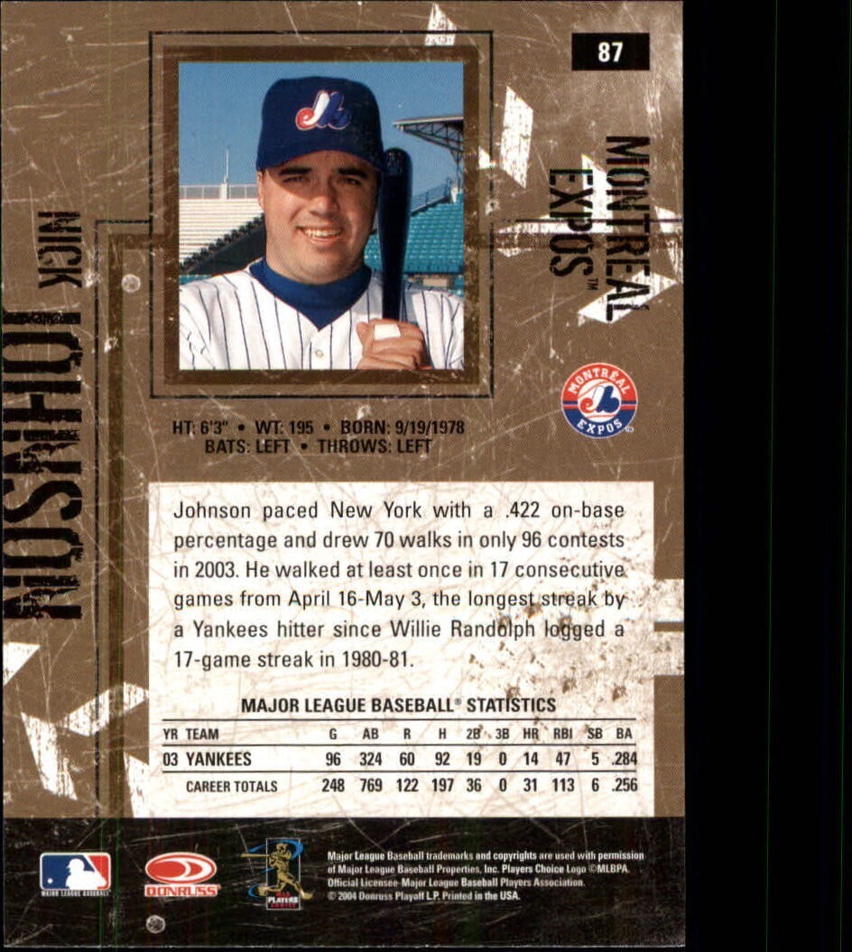 2004 Donruss Leather & Lumber - #87 Nick Johnson for sale online | eBay