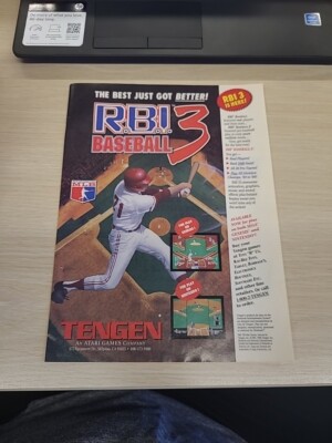 1991 Vintage Print Ad RBI 3 Baseball Tengen Atari Games Major League ...