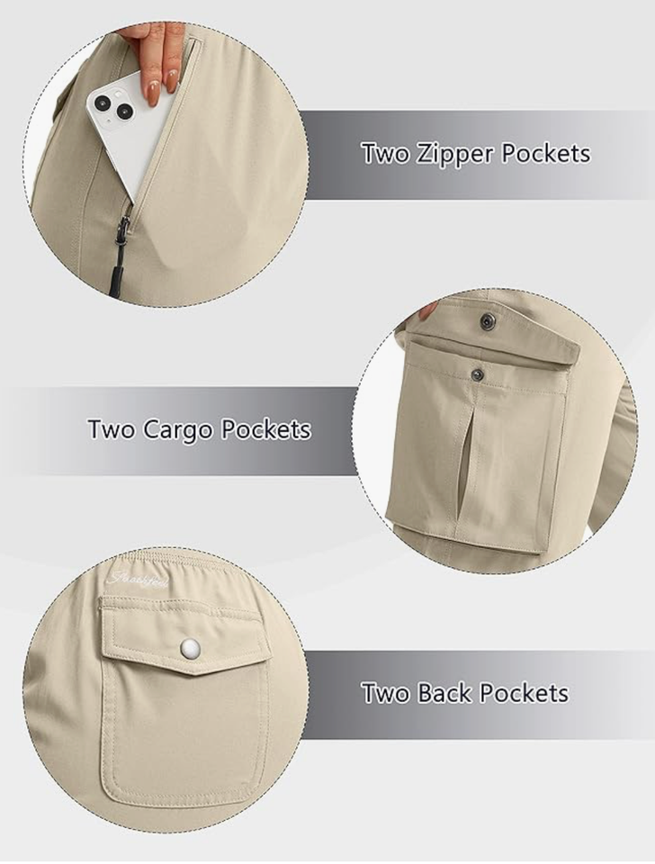 Women's Cargo Capris Pants with 6 Pockets Lightweight Quick Dry Travel ...
