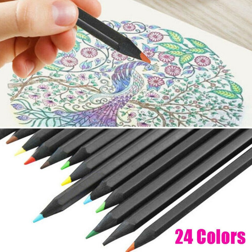 24 Colors Oil Art Pencils Drawing Sketching Artist Adult Non-toxic ...