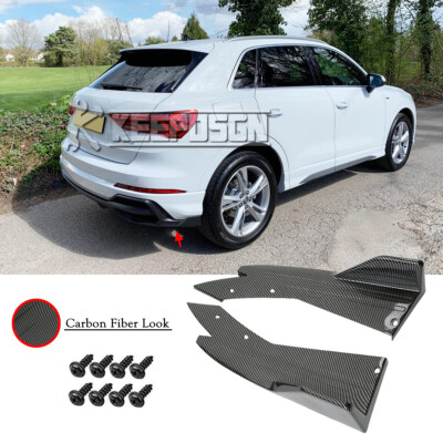 Carbon Fiber Look Rear Bumper Diffuser Splitter Lip Side Skirt For Audi ...