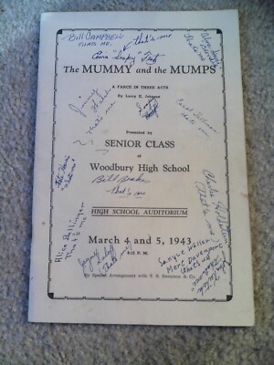 Vintage 1943 Signed Play Program Mummy and the Mumps Woodbury High ...