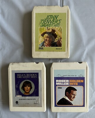 Lot Of 3 8-Track Cartridge Tapes Roger Miller, Helen Reddy & John ...