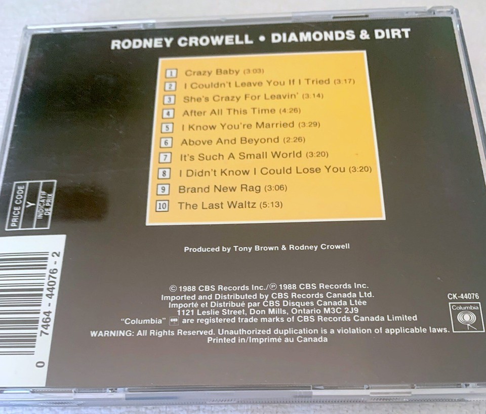 RODNEY CROWELL-DIAMONDS & DIRT-CD-(COUNTRY,Singer/Songwriter) | eBay
