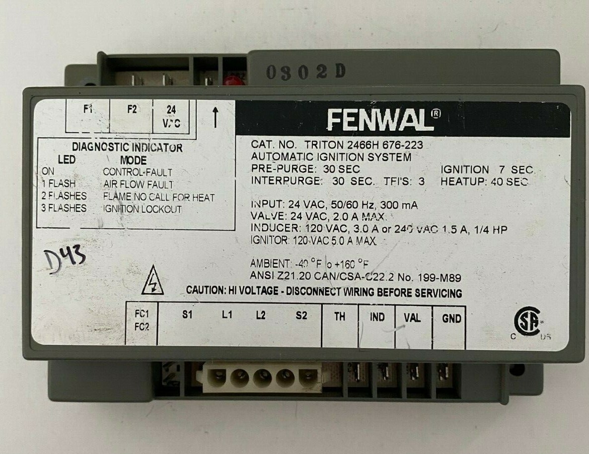 FENWAL TRITON 2466H 676-223 Automatic Ignition System Control Module ...