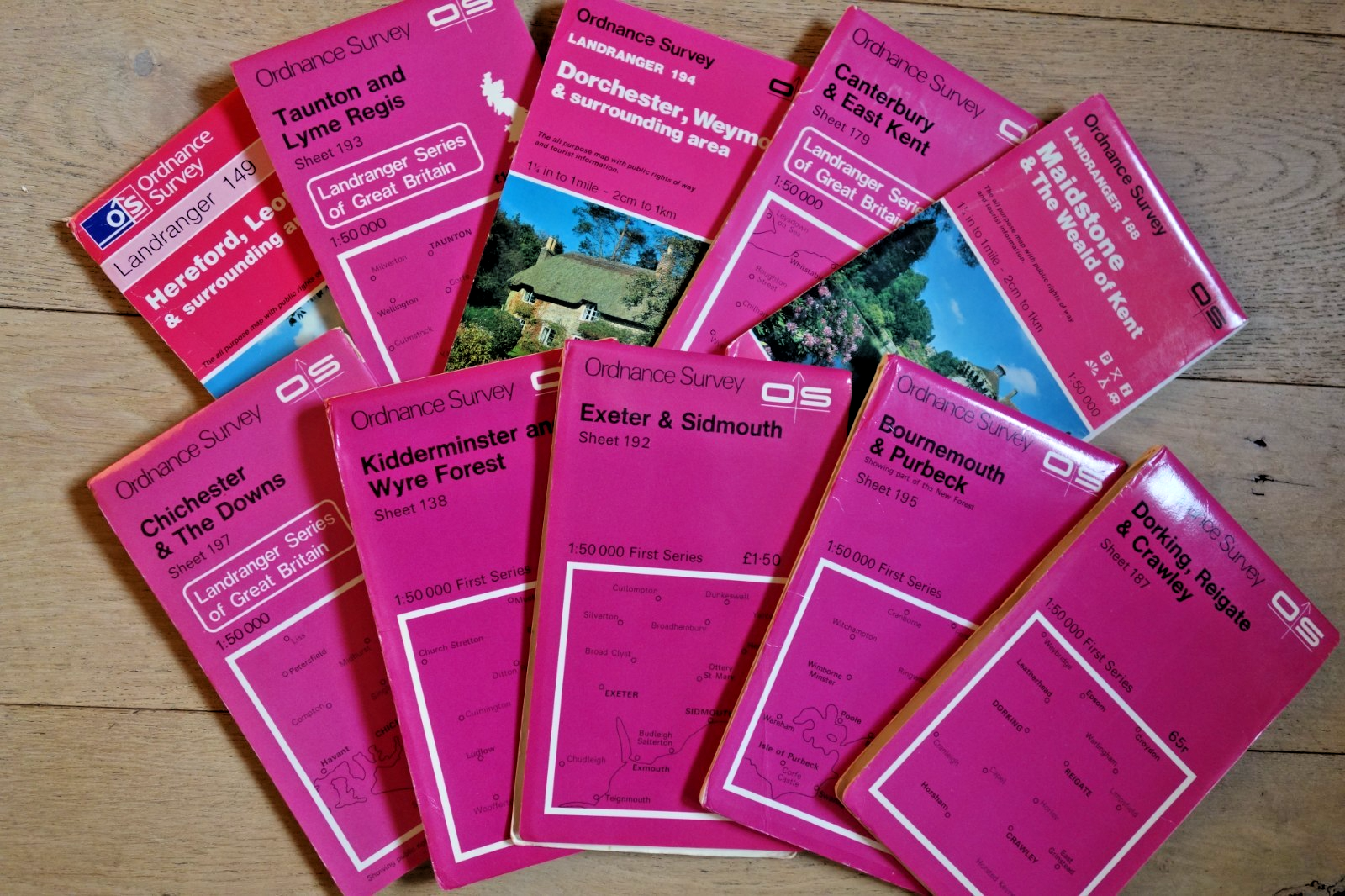 Collection of 10 England, Ordnance Survey maps from 1980's 1: 50,000 ...