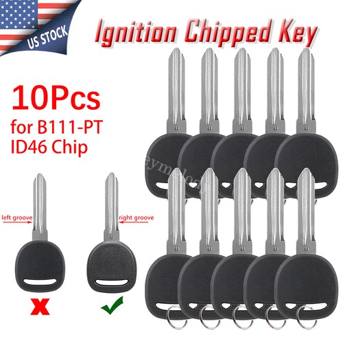 10 Transponder Ignition Key Uncut Blade Blank with ID46 Chip For Circle ...