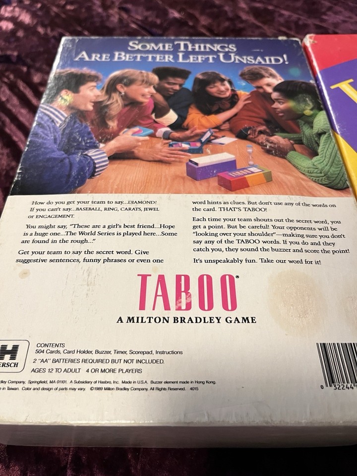 Taboo Game Original 1989 Milton Bradley 100% Complete with Instructions ...