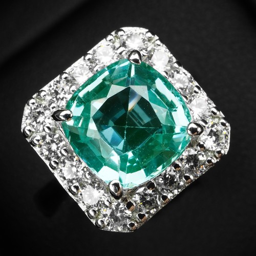 Seafoam Green Paraiba Tourmaline 3.95Ct 925 Sterling Silver Handmade Halo Rings | eBay