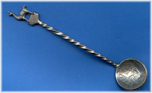 1884 Peru 1 Sol Silver Coin Collector Spoon (54.1g) 172mm Long, Stem ...