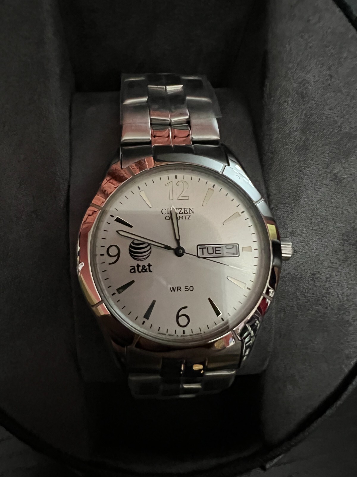 Citizen Bk3830-51a Men's Quartz Wr50 Silver Dial Day Date Steel Watch ...