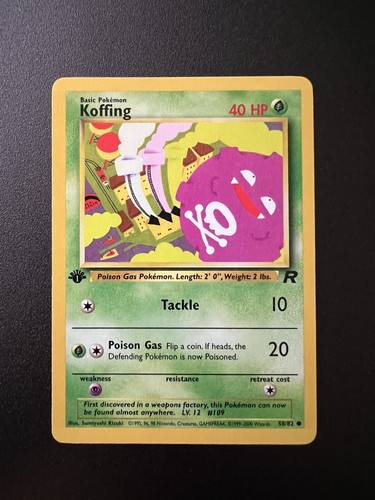 Pokémon TCG Koffing Team Rocket 58/82 1st Edition Common WOTC Vintage ...