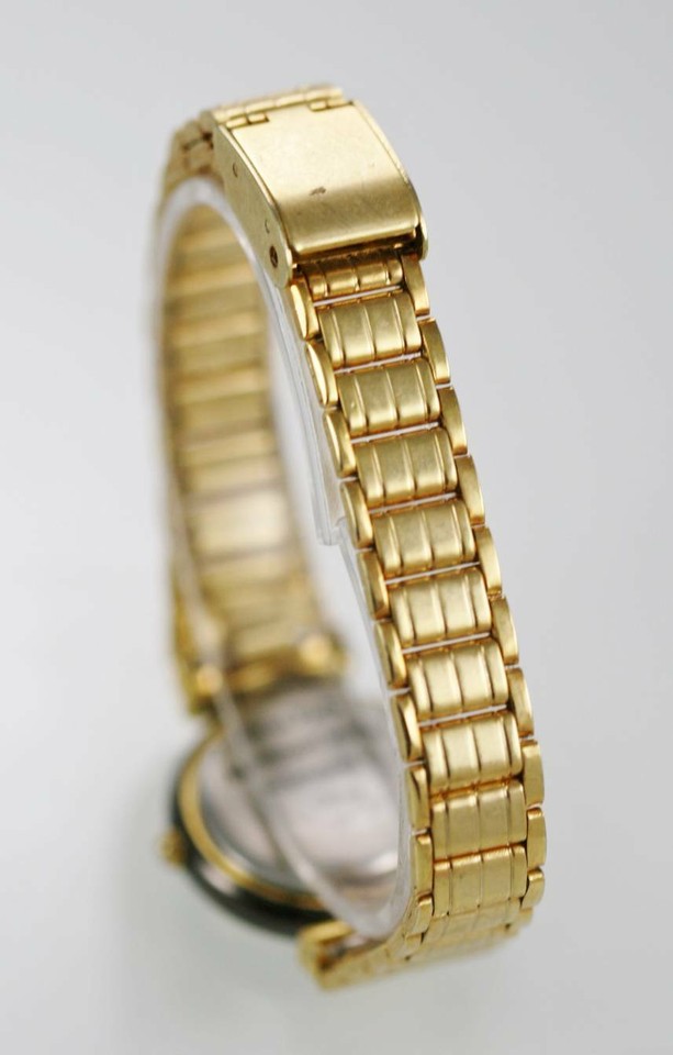 Le Baron Watch Womens White Stainless Steel Gold Battery Water ...