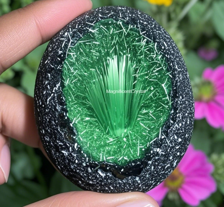 Rare Natural Meteorite Quartz Crystal Specimen Goethite Green Copper ...