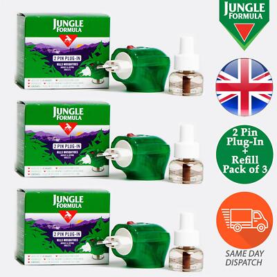 Jungle Formula Mosquito Killer 2 Pin Plug In Devices x3 with Refill ...