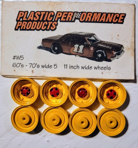 YELLOW NASCAR 1/25 60s-70S WIDE 5 11' RACING WHEELS SET STOCK CARS LATE ...