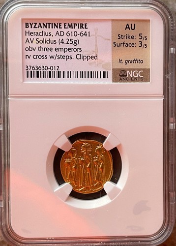 Byzantine Empire Gold AU Heraclius AD 610-641 AV Solidus 4.25 3 ...