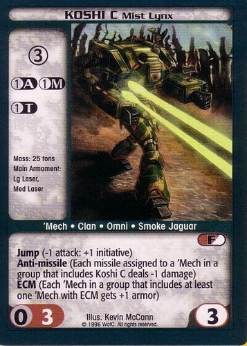 Battletech CCG: Koshi C Mist Lynx [Moderately Played] from set Premiere ...