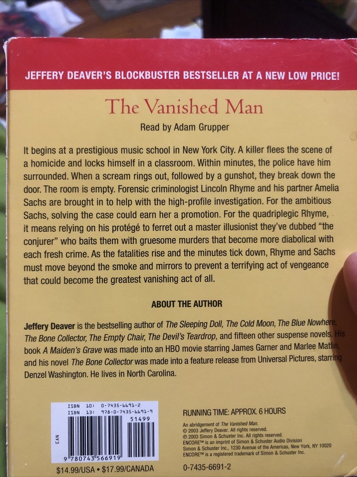 The Vanished Man - A Lincoln Rhyme Novel Jeffery Deaver - Audiobook 5 ...