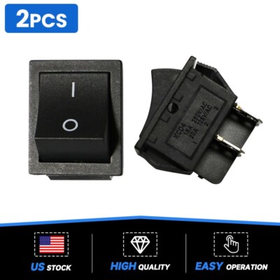 2x Black On Off Rocker Switch 250V AC 16 AMP 125V 20A DPST 4 lug legs ...