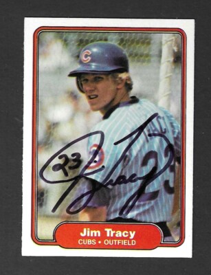 JIM TRACY Chicago Cubs Signed Autographed 1982 Fleer Baseball Card #605 ...