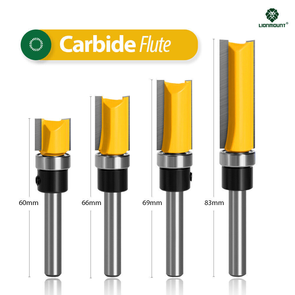 1/4 Shank Straight Flush Trim Router Bit Set Template/Pattern Cutter 1 ...