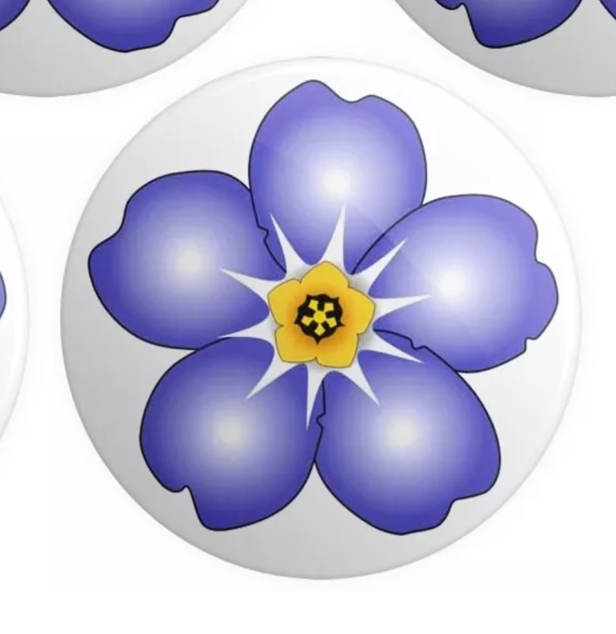 Alzheimer's Forget Me Not Pin BADGE 1 INCH + FREE GIFT AWARENESS ...