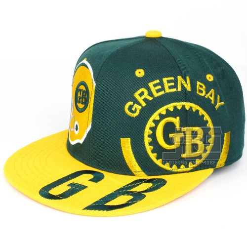 Green Bay Embroidery Snapback Hat Green Gold GB Helmet Adjustable Cap ...