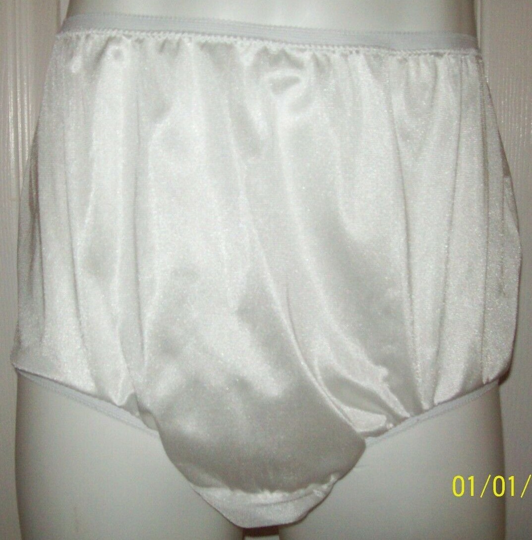 White NYLON TRICOT BRIEFS - 2 LAYER CROTCH - MEN & WOMEN 30-44" WAIST ...