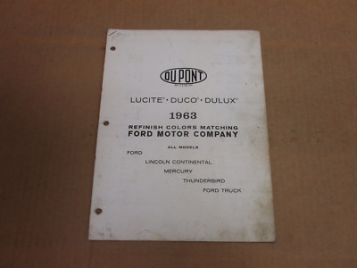 1963 Ford Lincoln Mercury car exterior paint color chip chart sheet ...