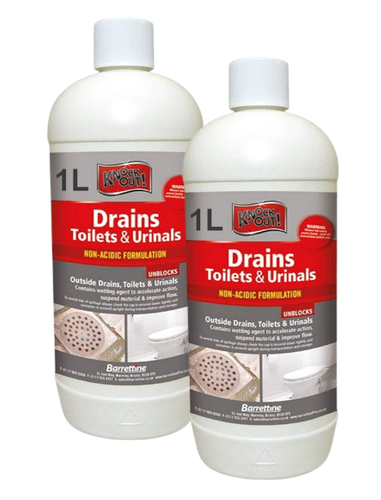 Knock Out Unblocks Urinals, Toilets & Drains - 2 x 1 Litre Blockage ...