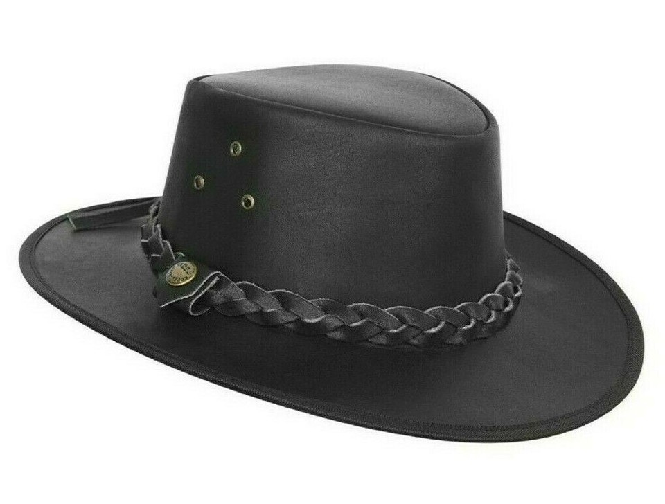Australian Cowboy Hat Real Leather Western Aussie style Brown Side ...