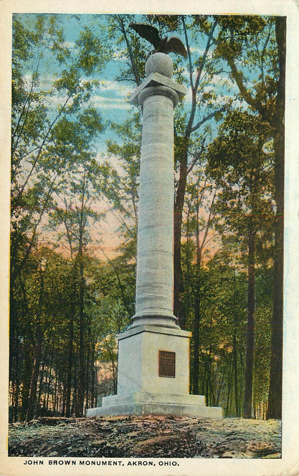 Postcard Ohio John Brown Monument Akron White Border Unposted | eBay