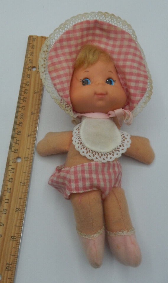Vintage Mattel Honey Baby Bonnet Beans Doll Toy Pretty Pink Gingham ...
