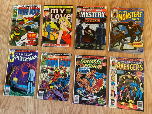 8 MARVEL COMICS BOOK GROUP IRONMAN SPIDERMAN AVENGERS MY LOVE MONSTERS COLOR 70s | eBay