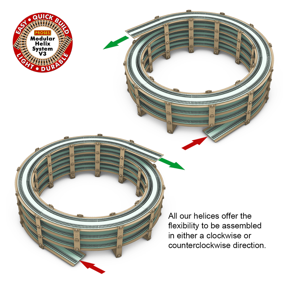 HUS30-02 Radius 30", Height 16" Helix For R:28" to R:32" Tracks (3.5 ...