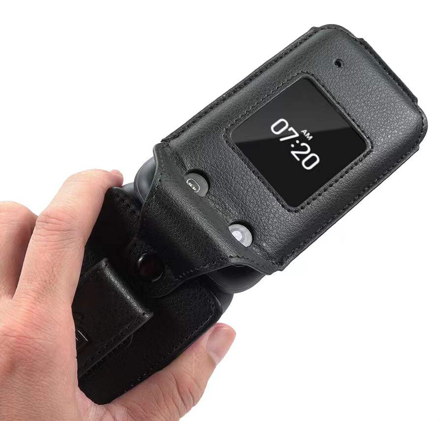 Black Vegan Leather Case Screen Cover Belt Clip for Nokia 2760 2780 ...