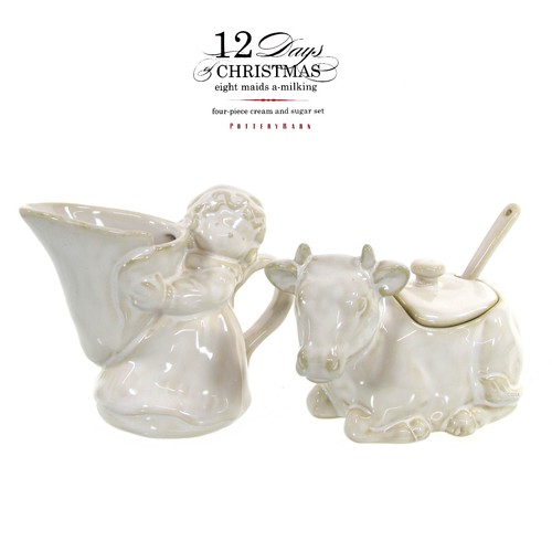 NEW Pottery Barn 12 Days Christmas 8 Maids a-Milking 6oz Cream & Sugar ...