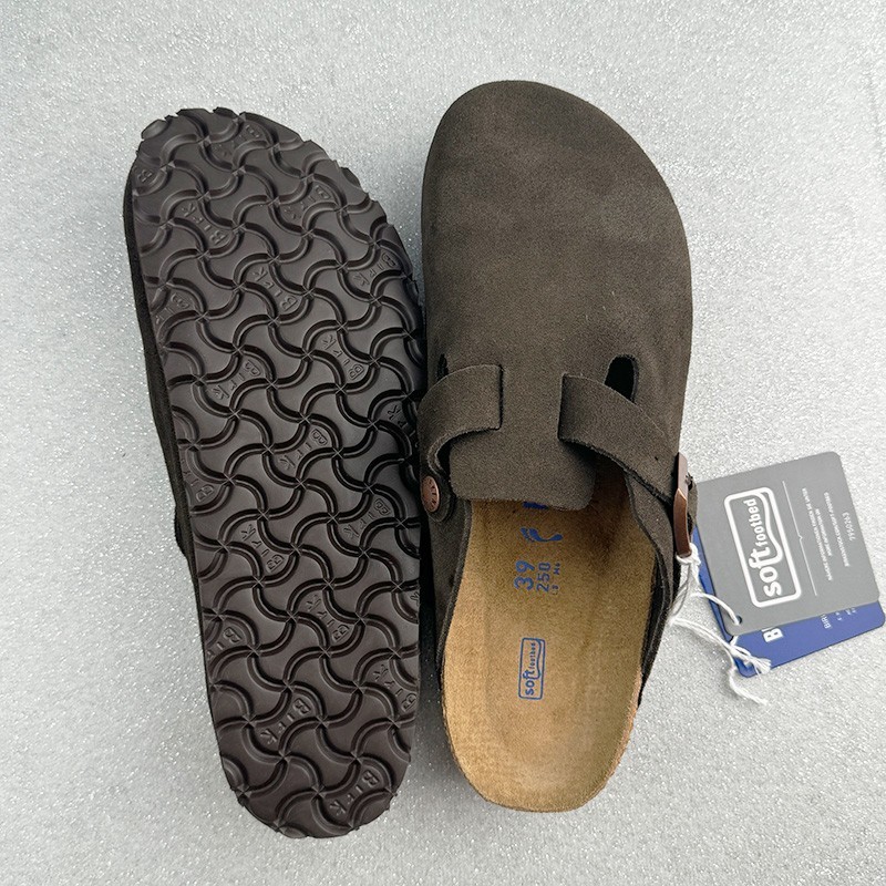 Birkenstock Boston Mocha Suede Leather Soft Footbed Unisex Clog Shoes ...