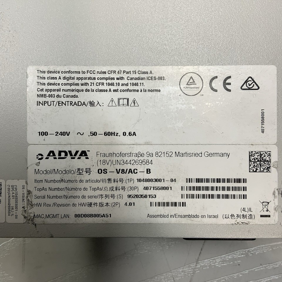 ADVA 10Gbit/s Multi-Tenant Demarcation Device | OS-V8 / AC-B, FSP 150 ...