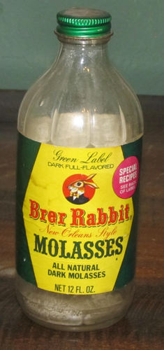 BRER RABBIT NEW ORLEANS MOLASSES PINT BOTTLE ORANGE / GREEN PAPER LABEL ...