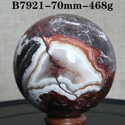 B7921-70mm-468g Natural Polished Mexico Banded Agate Crystal Sphere ...