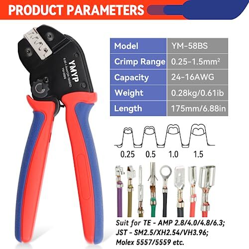 Open Barrel Terminal Wire Crimping Tool with 590PCS JST-SM Connectors ...