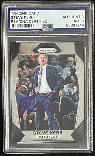 Steve Kerr Signed 2017-18 Panini Prizm #50 PSA/DNA Autographed Warriors ...