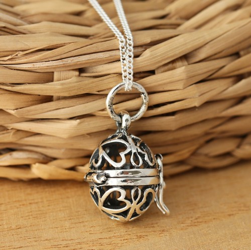 925 Sterling Silver Egg Shaped Filigree Locket Pomander Pendant ...
