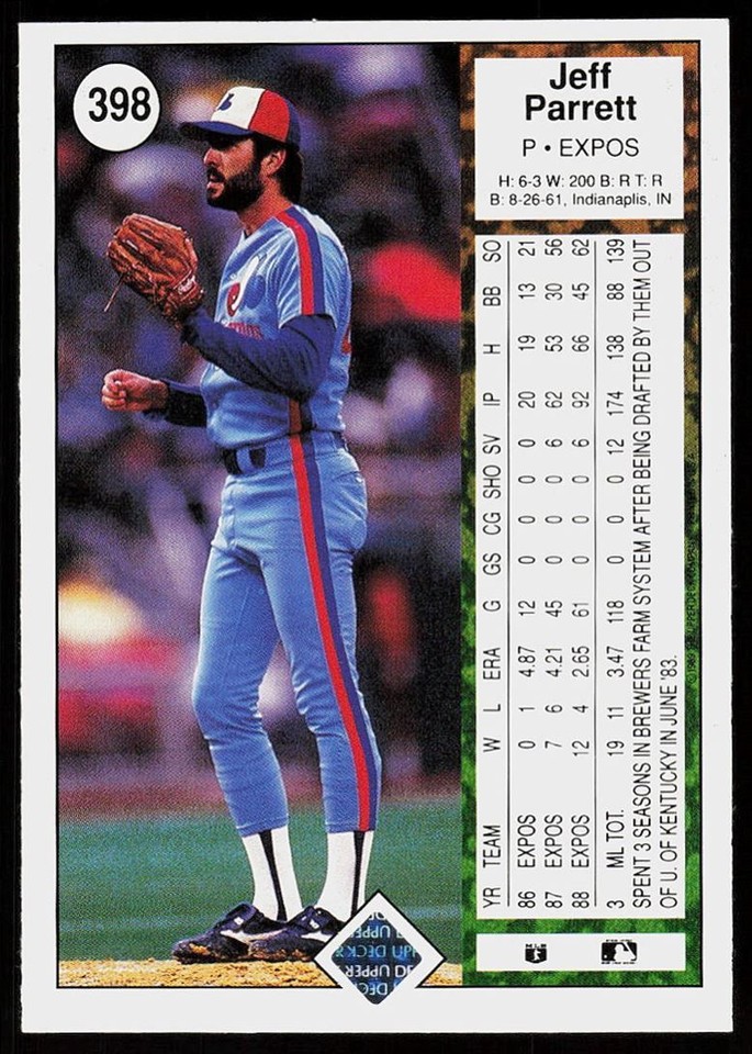 1989 Upper Deck Jeff Parrett Montreal Expos #398 | eBay