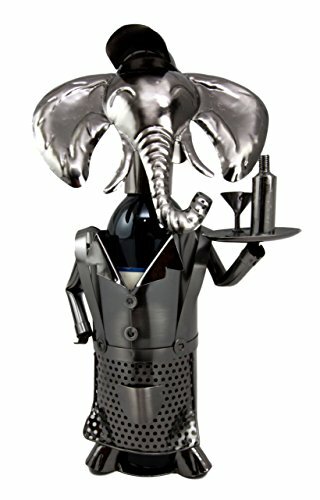 Ebros Pachy Elephant Waiter Hand Made Metal Wine Bottle Holder Caddy 14 ...