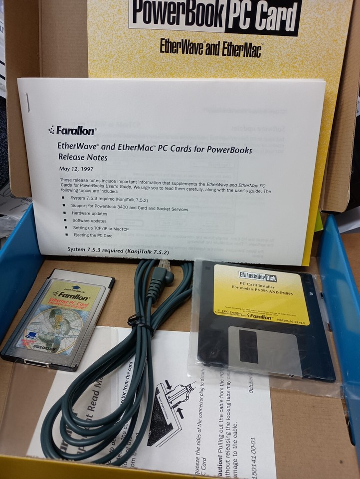 Farallon PN595-TP EtherMac Ethernet PC Card Macintosh Powerbook Retail ...